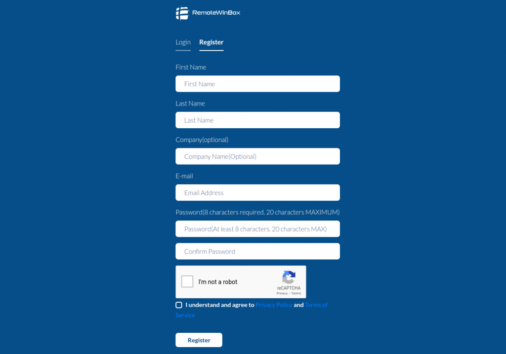 Register with Admiral(formerly RemoteWinBox) - Admiral Platform