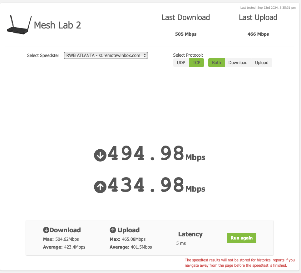 Speed Test - Admiral Platform